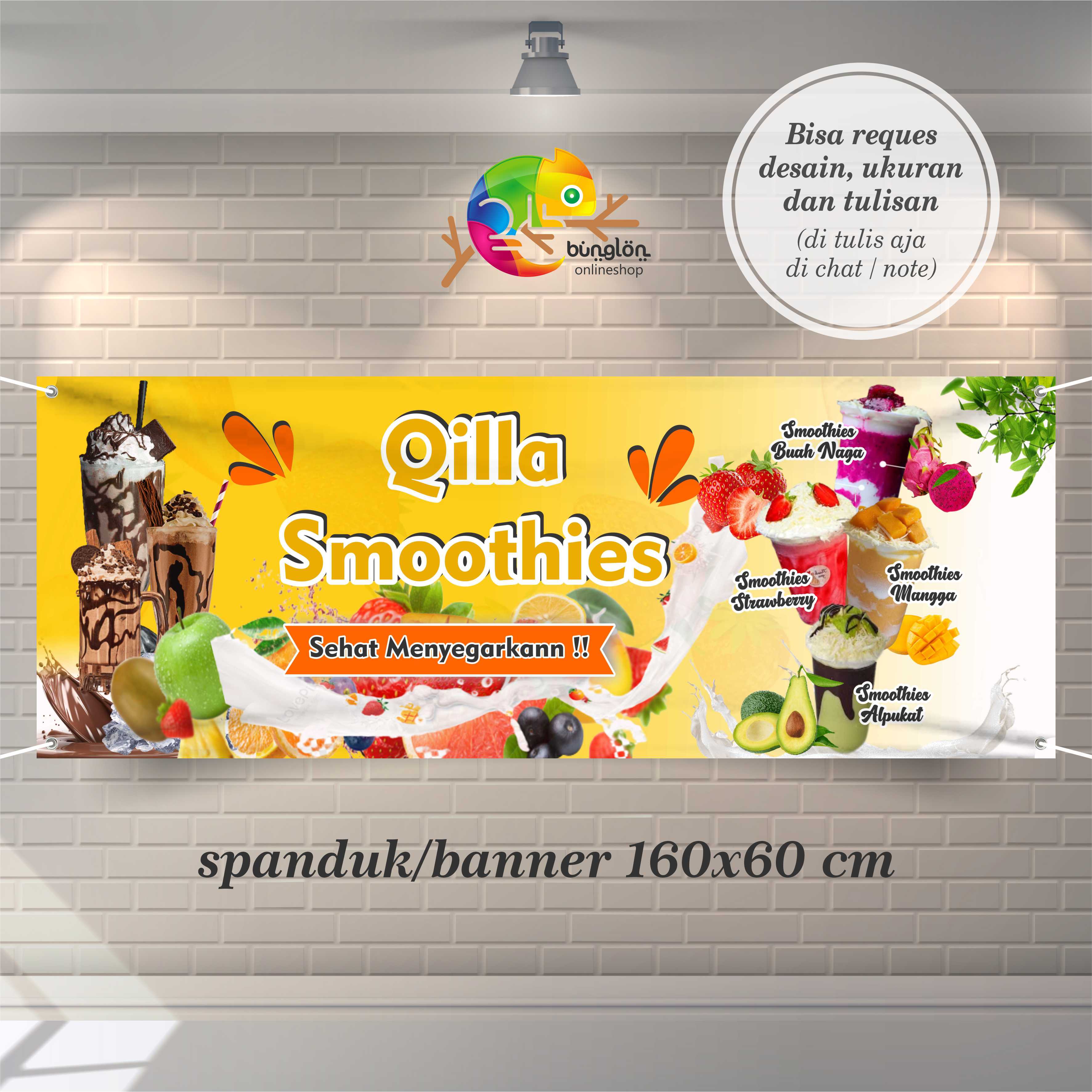 Cetak Spanduk Banner Smoothies Model Kuning Ceria | Lazada Indonesia