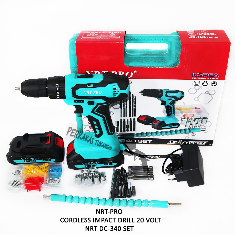 NRT-PRO Mesin Bor Cordless Impact Drill NRT 20V DC-340 SET Mesin Bor 10mm / NRT-PRO KOREA ...
