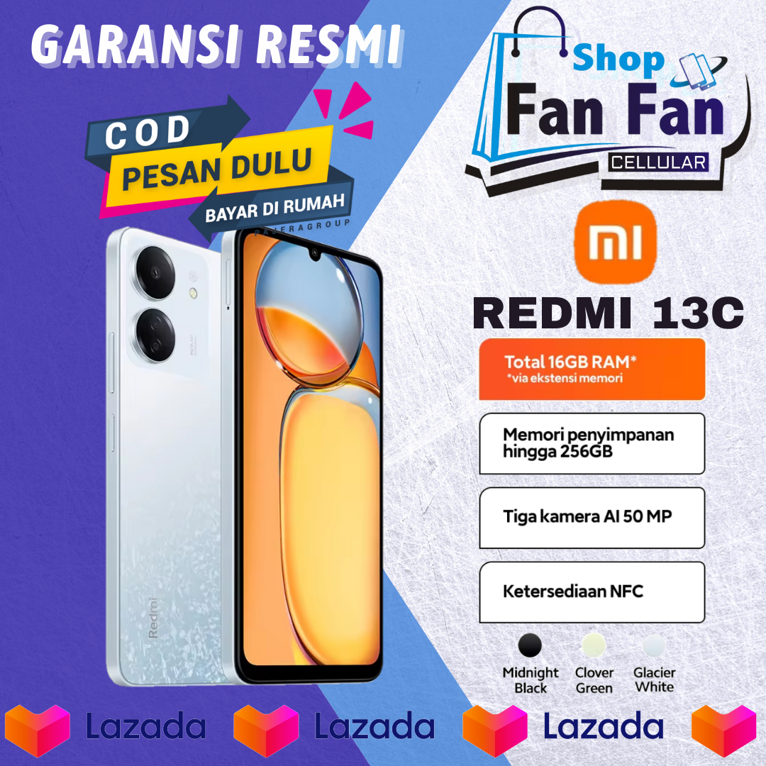 Xiaomi Redmi 13C | Tiga kamera AI 50 MP 16 GB RAM* Layar Dot Drop 6,74 ...