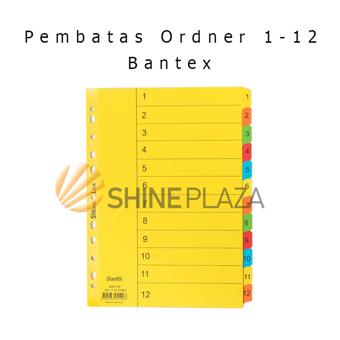 Pembatas Ordner Bantex Angka 1-12 A4 6051 - Cardboard Index & Divider ...