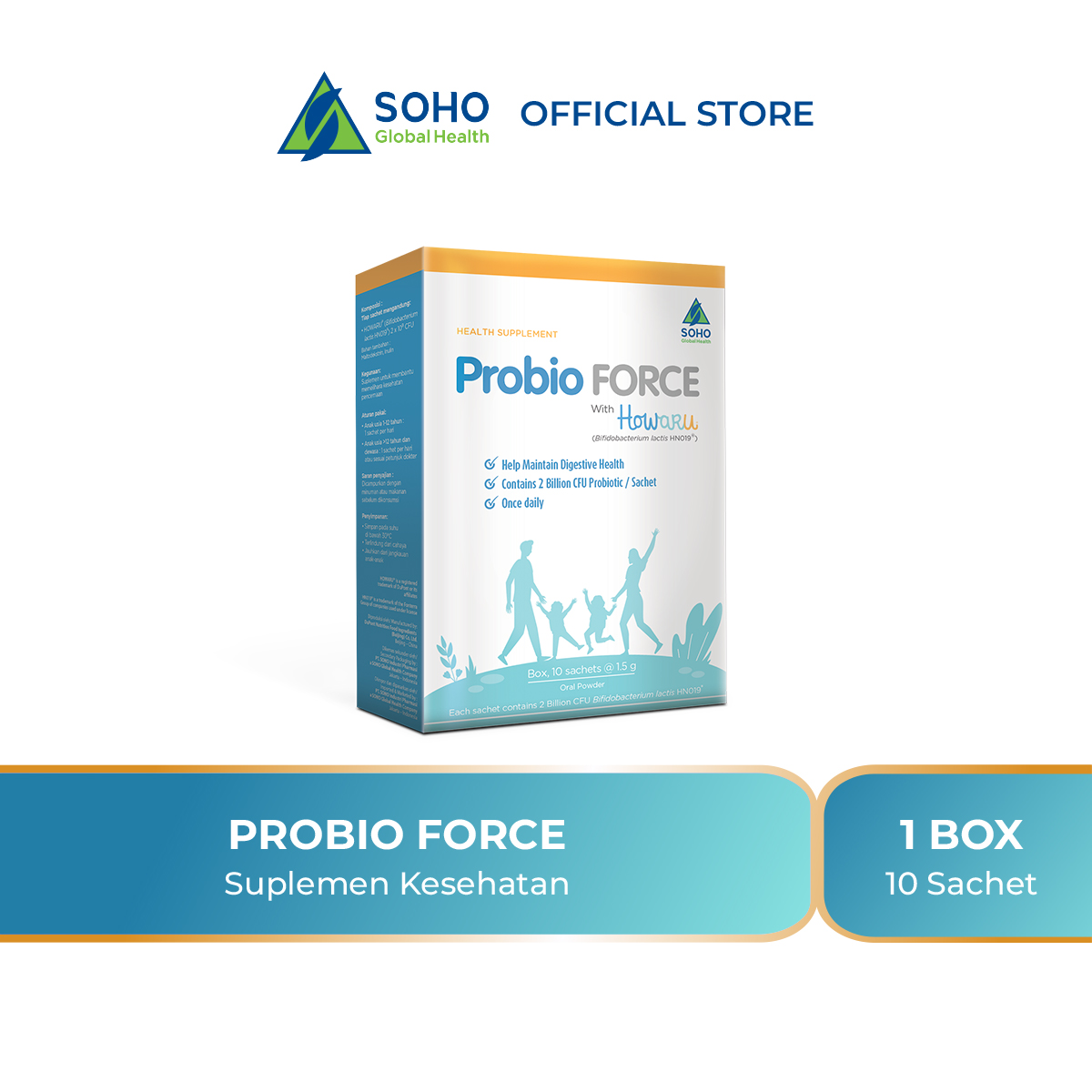 Probio Force with HOWARU Suplemen Saluran Pencernaan 1 Box 10 Sachet ...