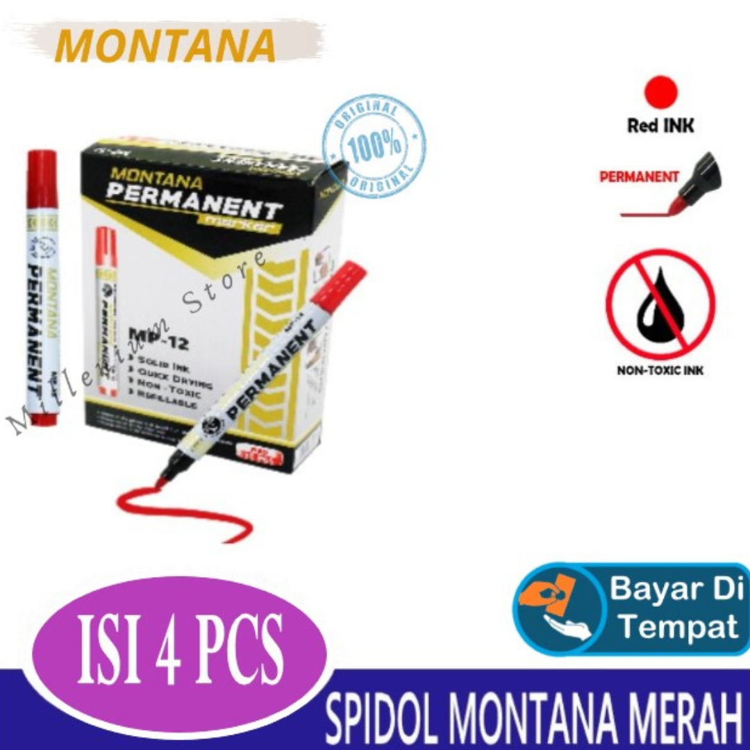 (BIG PROMO) ISI 4 PCS SPIDOL / Spidol Permanent Montana Marker MP-12 ...