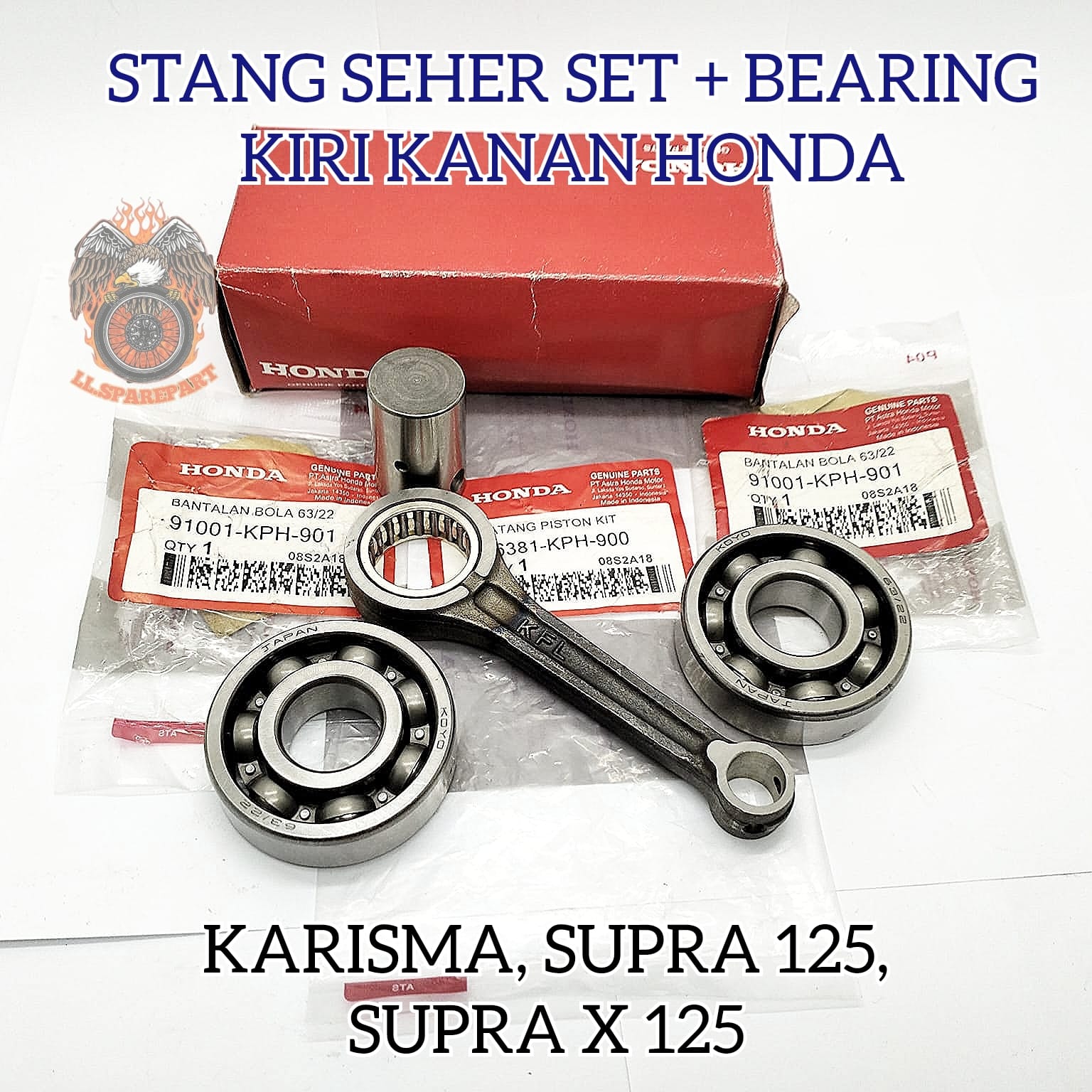 STANG SEHER SET KPH + BEARING KIRI DAN KANAN 6332 ASLI ORIGINAL HONDA ...