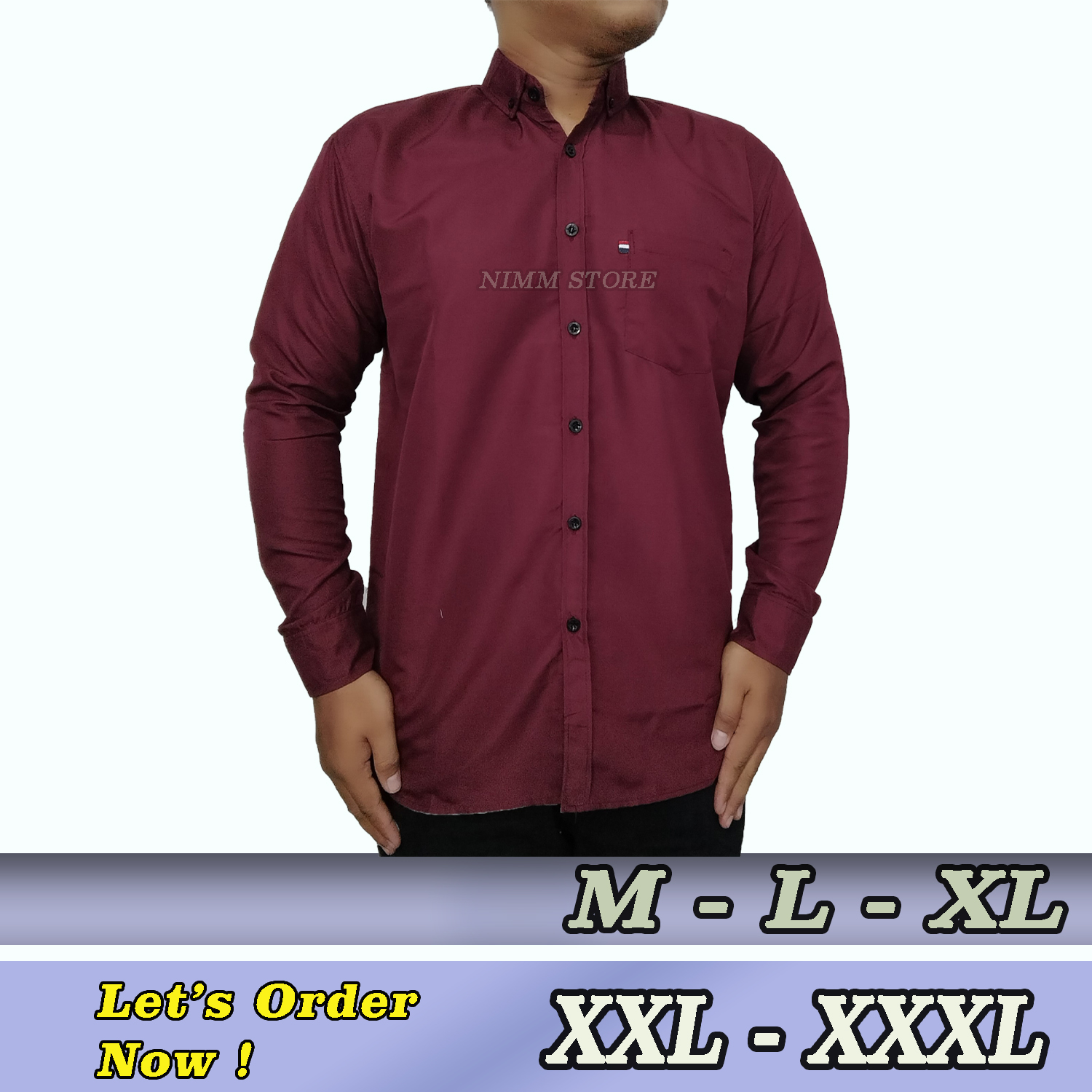 Kemeja polos pria merah maaroon marun lengan panjang dan pendek dewasa jumbo | Lazada Indonesia