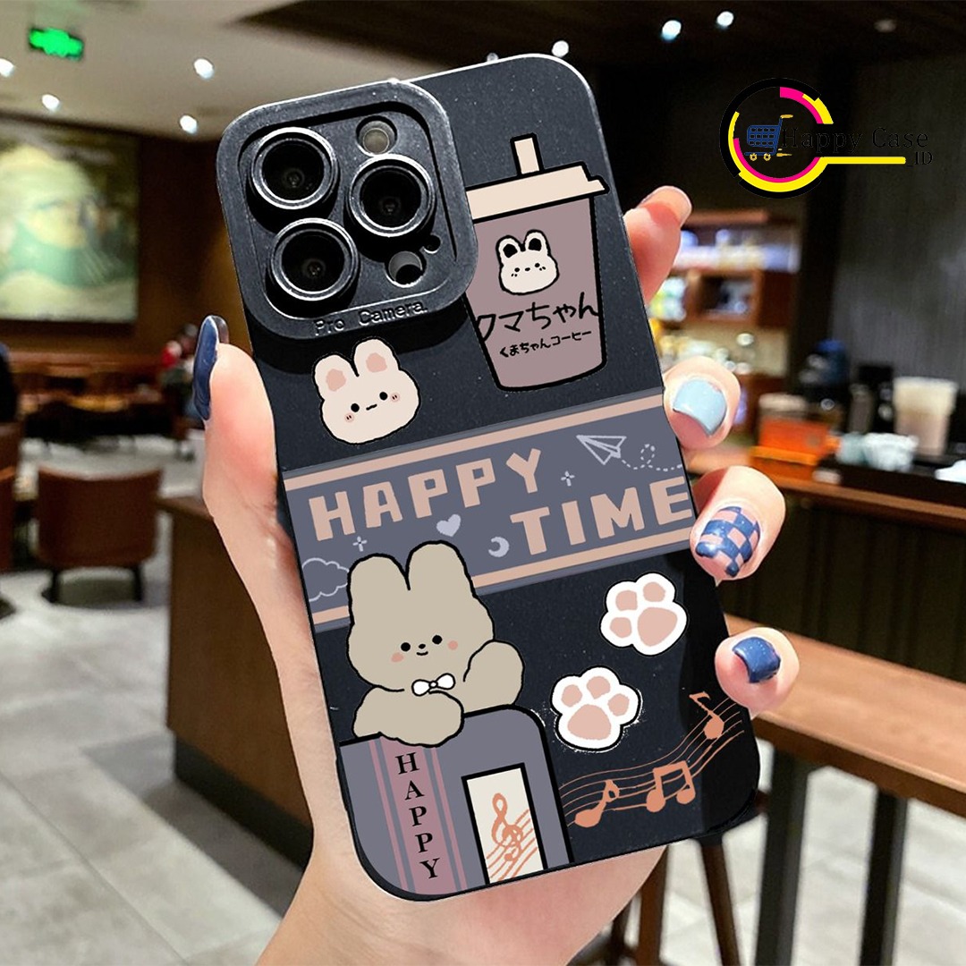 Ss114 Softcase Casing Case Casing Happy Time Procamera Hitam Untuk Oppo