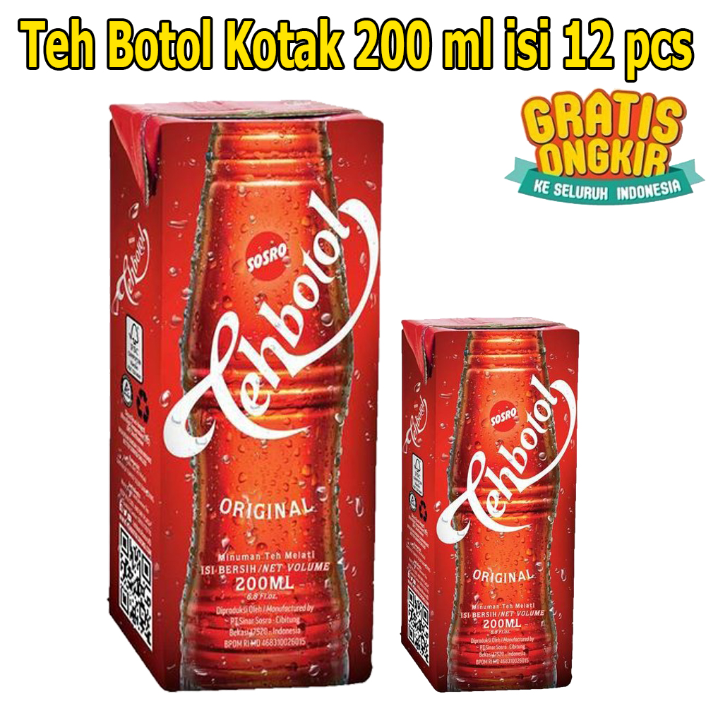 Teh botol Sosro kotak 200 ml Originals 1 Dus isi 12 Pcs | Lazada Indonesia