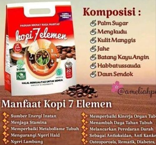 Kopi 7 Elemen ( Seven Elemen Cofee ) HPAI/HNI Kopi 7 Elemen Kopi Herbal isi 20 Sachet Expired ...