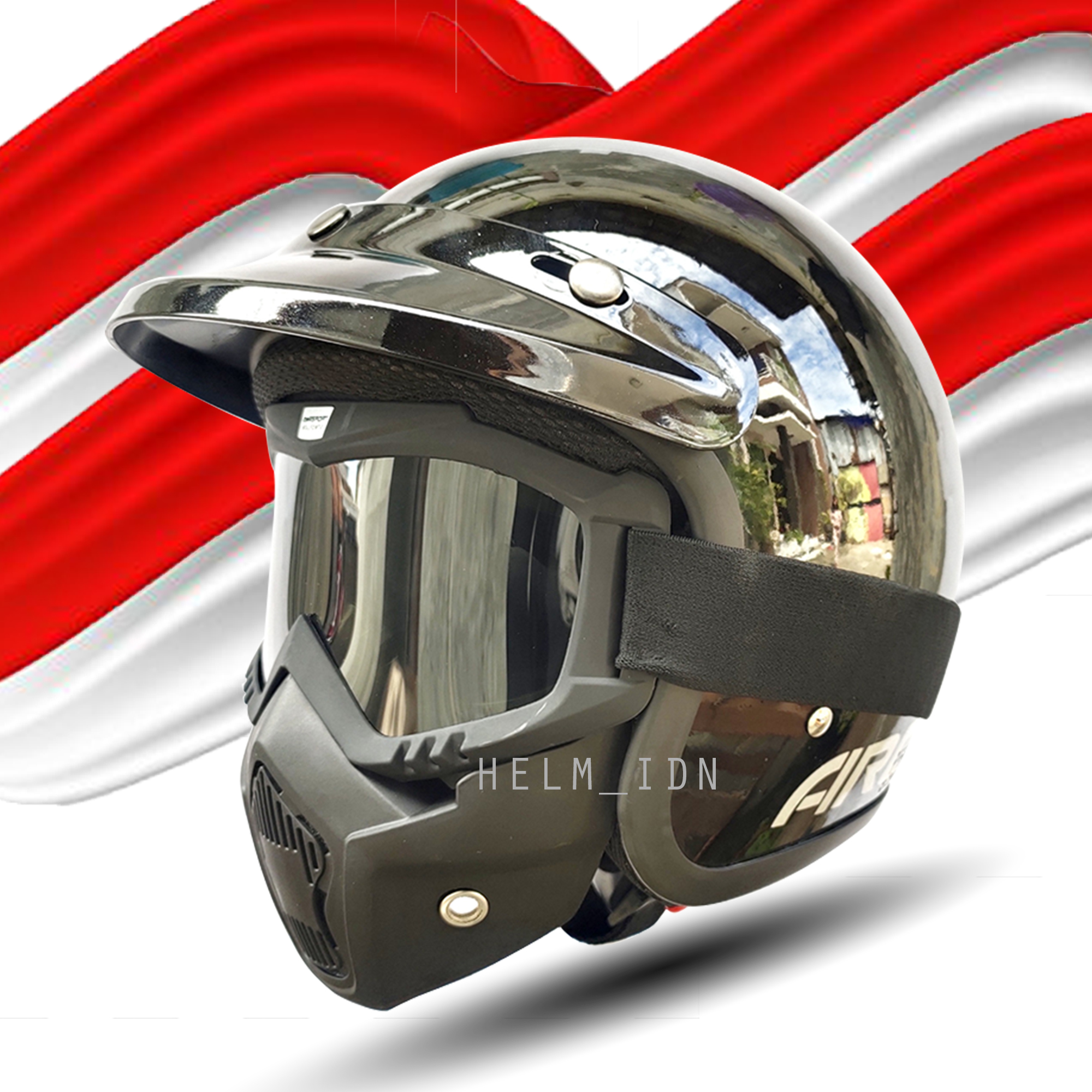 Helm Bogo Retro Dewasa SNI Polos Kaca Goggle Masker Manly Only | Lazada ...