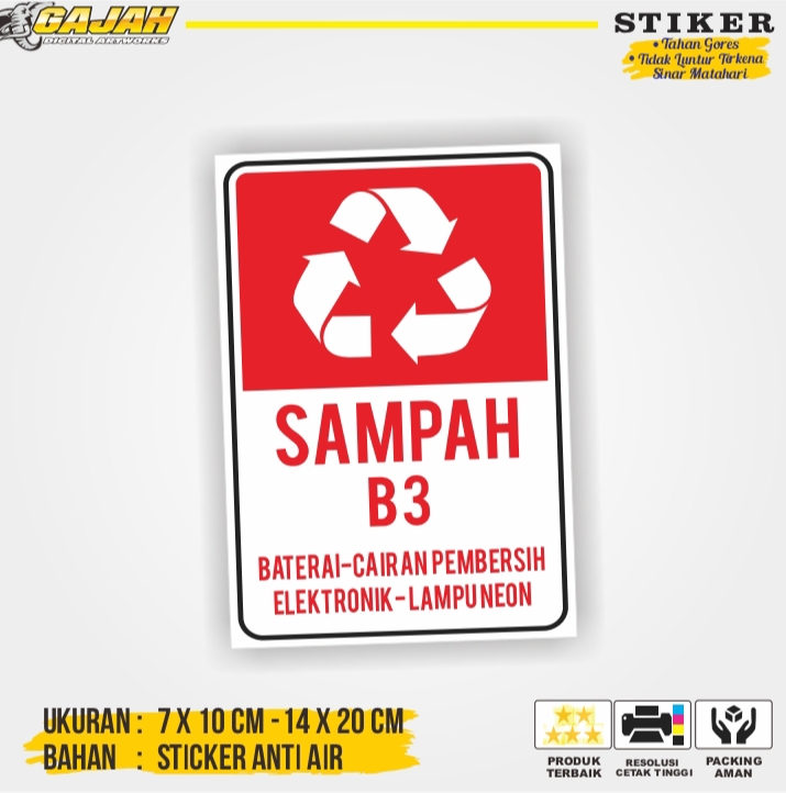 Stiker Label Penanda Jenis Sampah / Organik Non Organik Medis / B3 ...