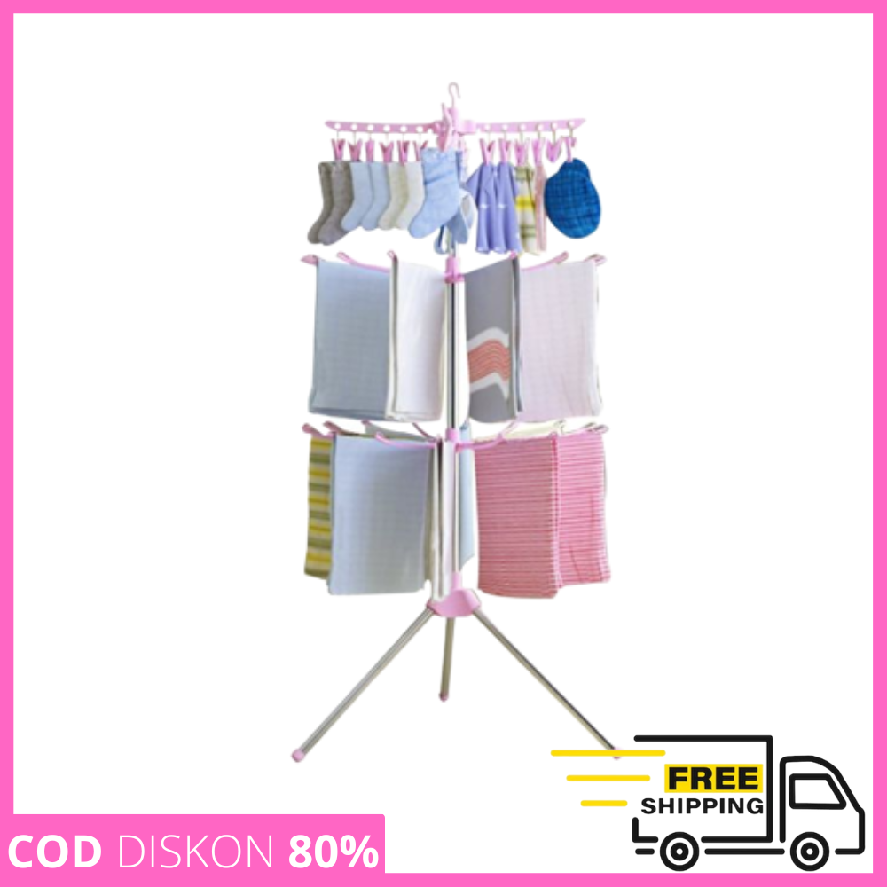 Rak Jemuran Handuk Pakaian Bayi Kaos Kaki Kain Gantungan Berdiri ...