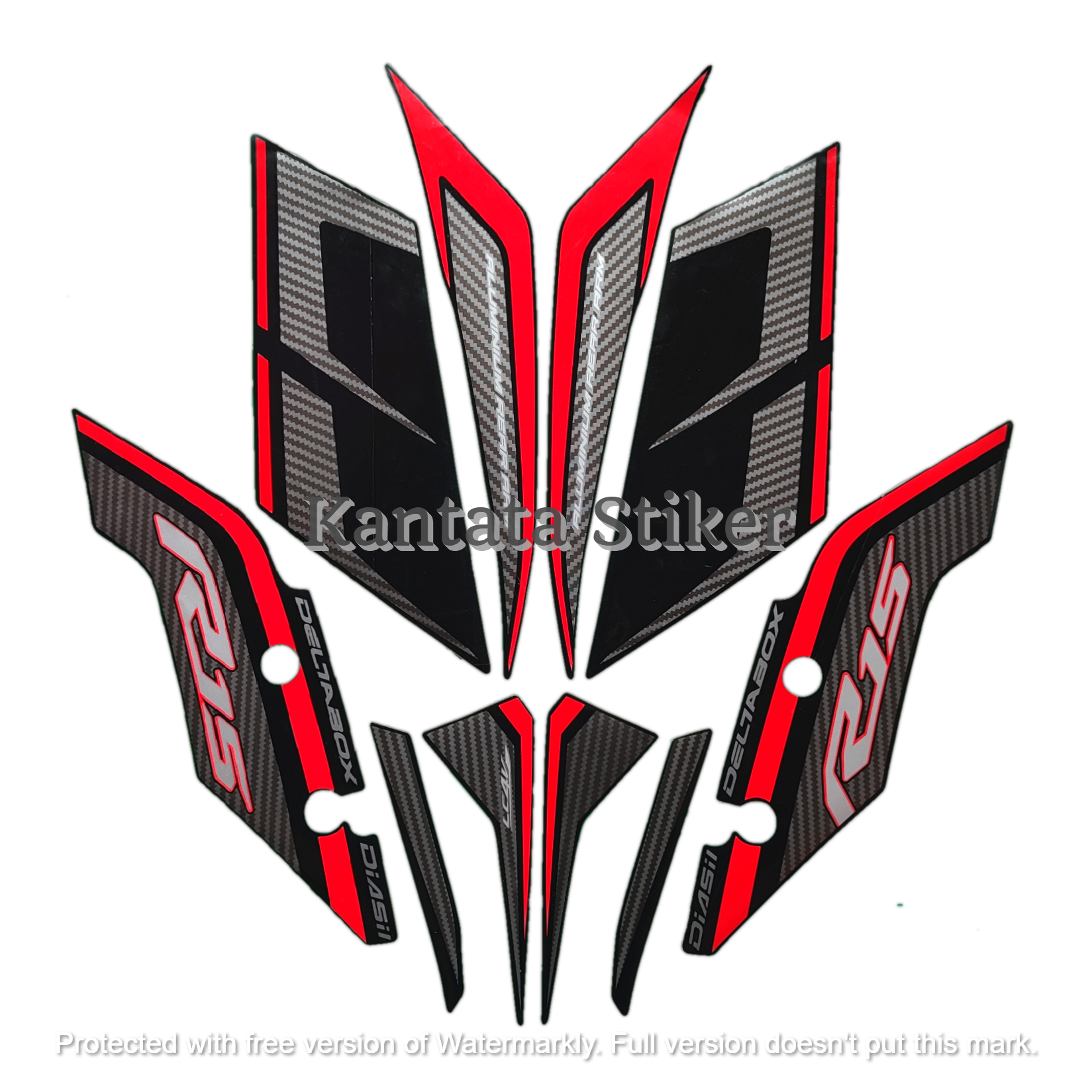 STIKER STRIPING LIS LES BODY MOTOR YAMAHA R15 2015 V2 HITAM STANDAR ...