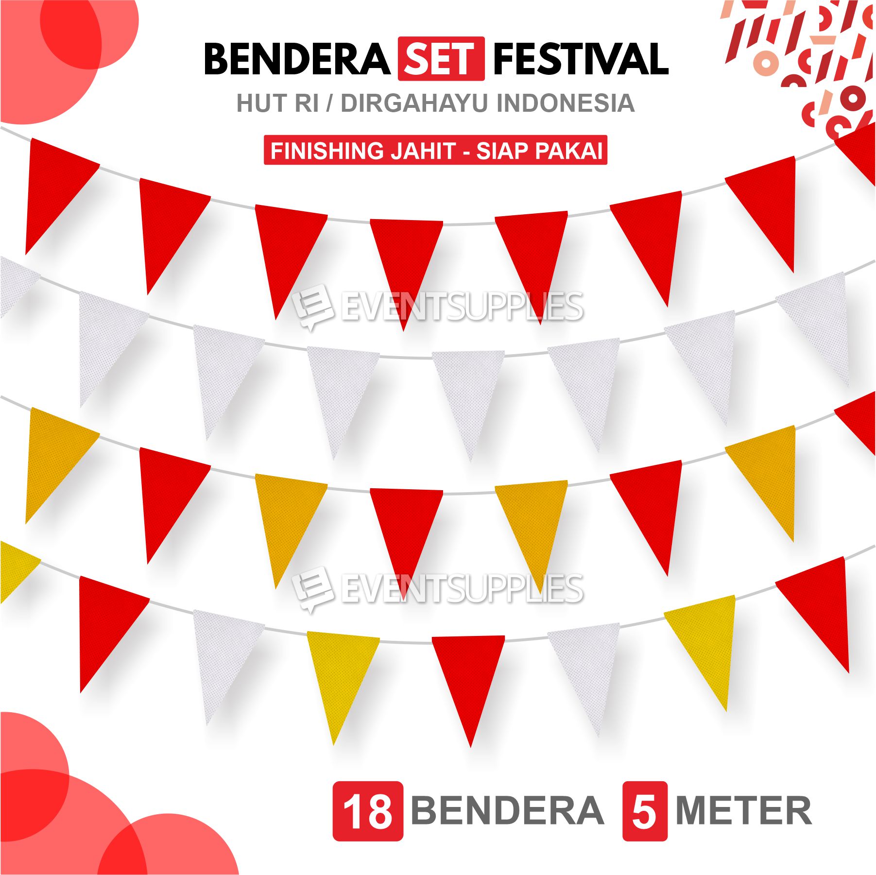 CUSTOM Bendera Renteng Festival Segitiga Bunting Flag Warna Warni ...