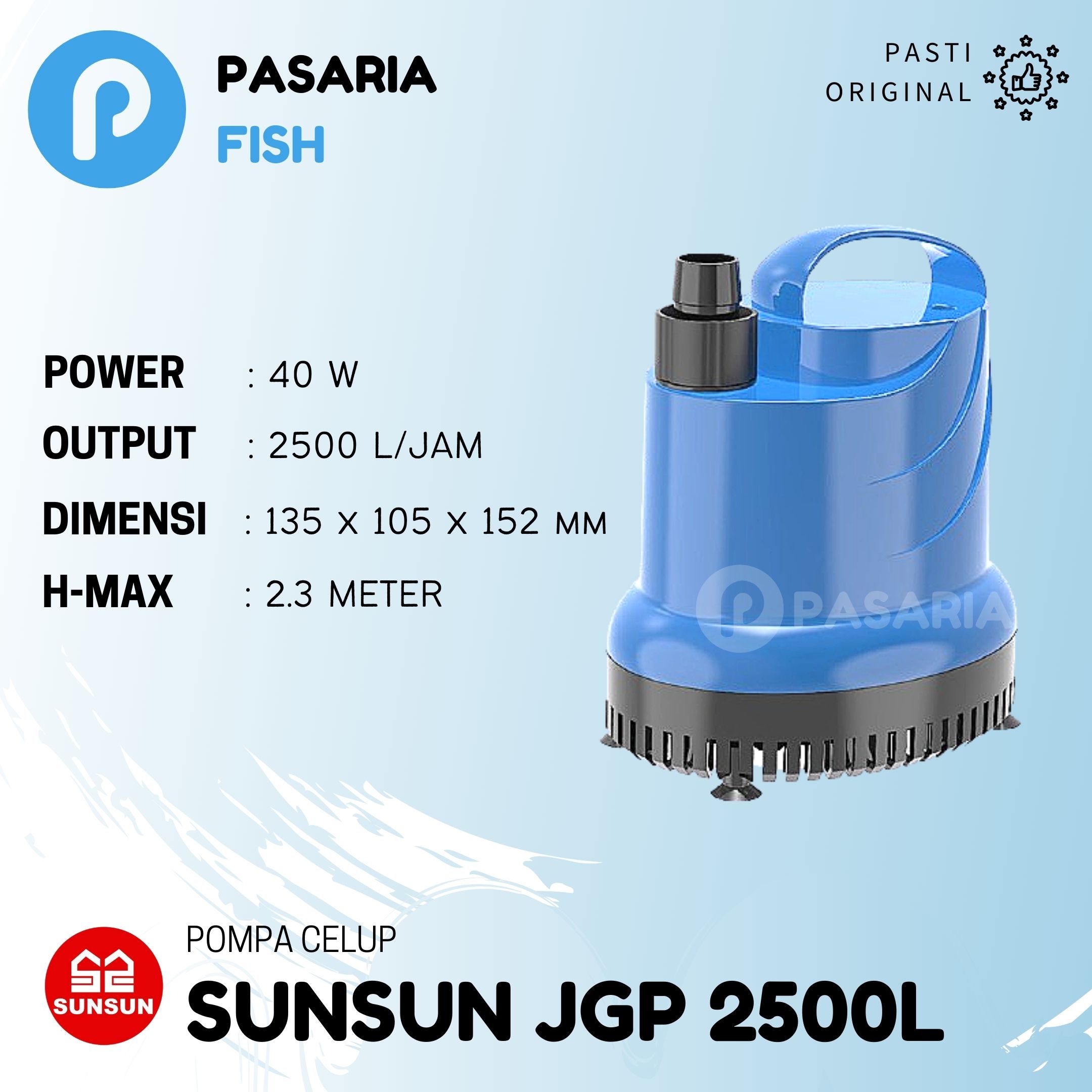 SUNSUN JGP2500/JGP 2500 liter/jam Pompa Celup Aquarium/Kolam 40W | Lazada Indonesia