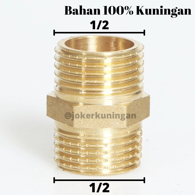 Double Nepel KUNINGAN Murah 1/2 Inch Dobel Nepel 0.5 Inch Fitting ...