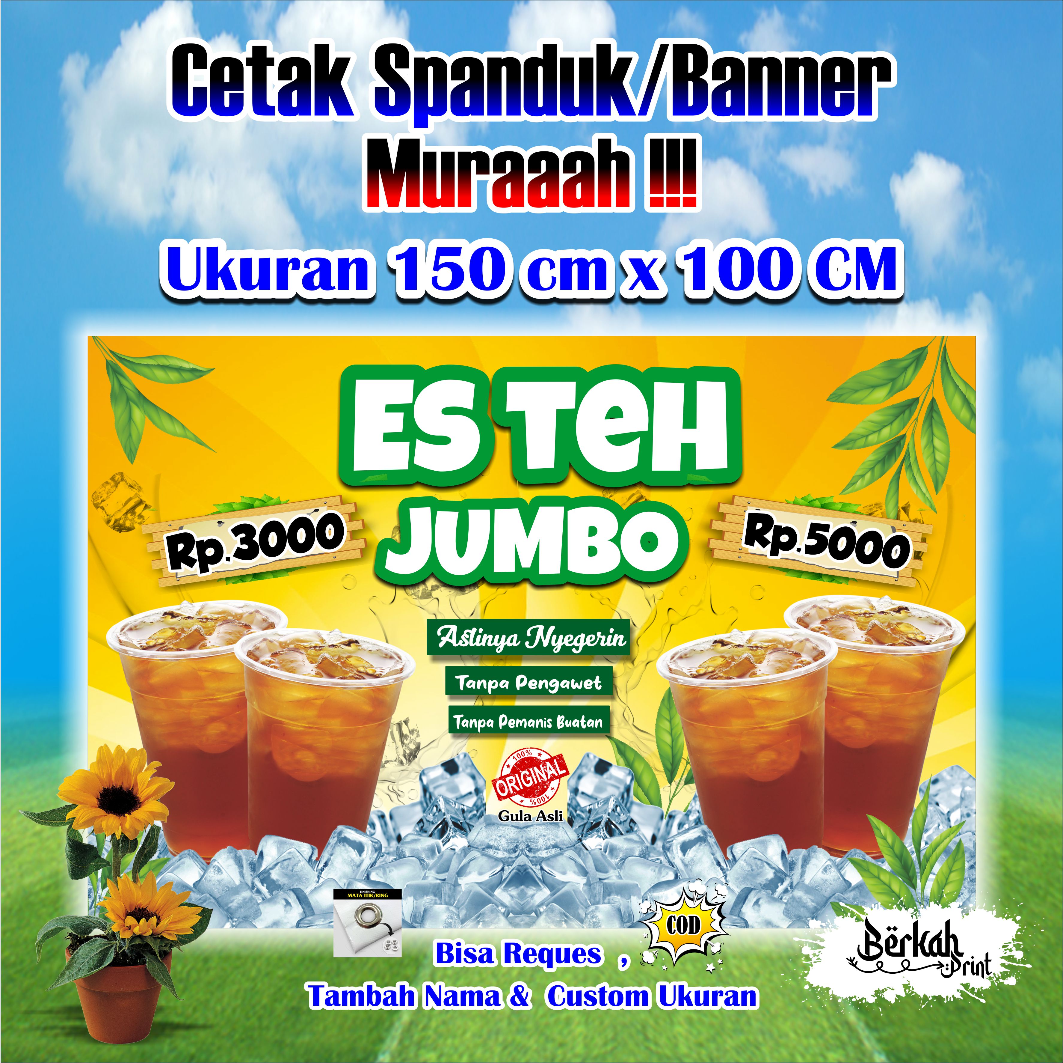 Spanduk Banner Es Teh Jumbo ukuran 150 cm x 100 cm | Lazada Indonesia