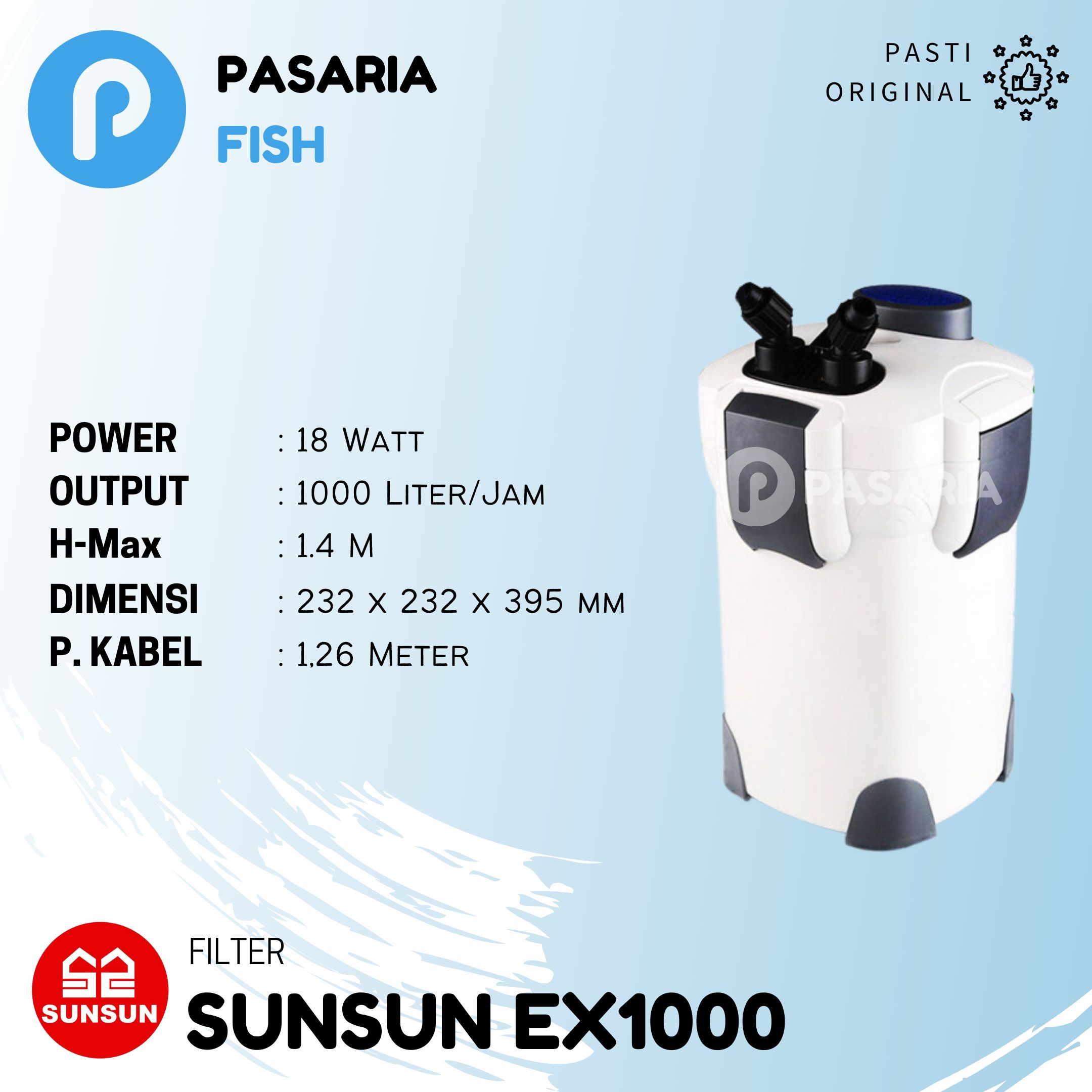 SUNSUN EX1000 Eksternal/External FIlter Canister/Chamber Kolam/Aquarium Ikan | Lazada Indonesia