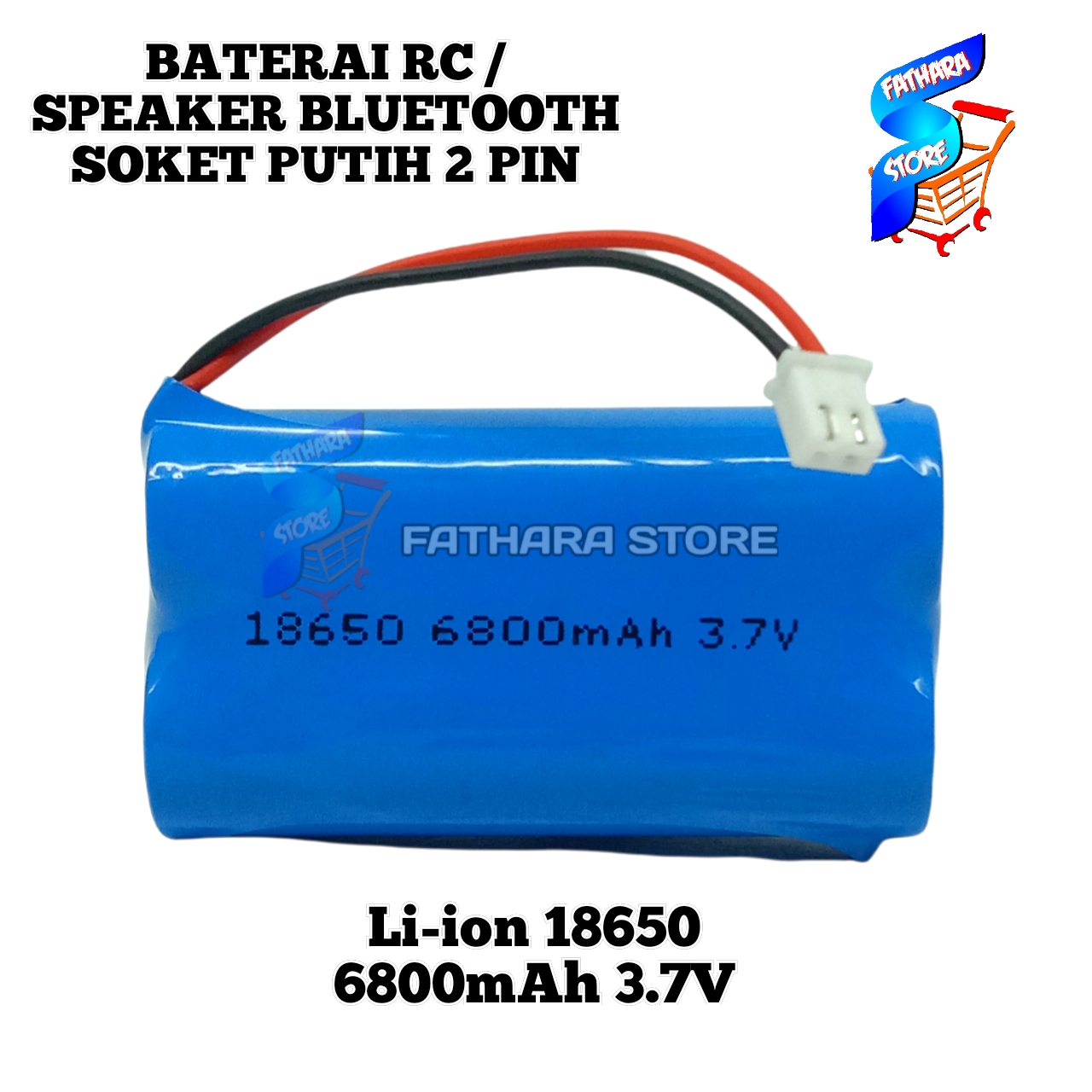 Baterai Rakit Type Li-ion 18650 6800mAh 3,7V Soket Putih / XH Isi 2x ...