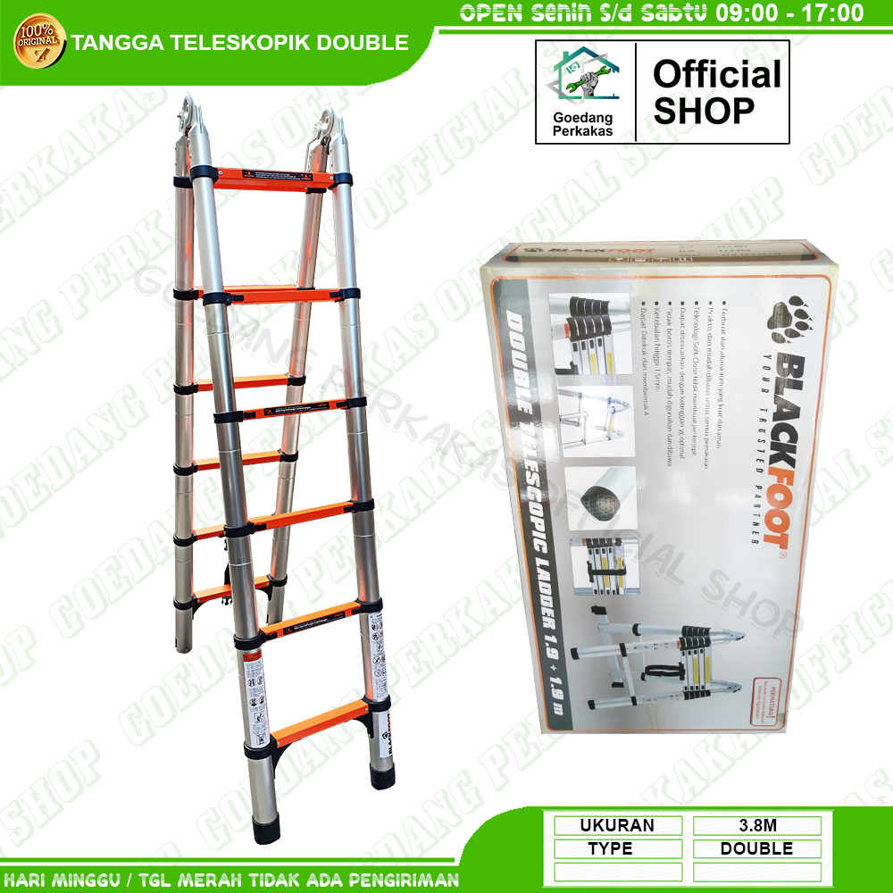 Tangga Lipat Teleskopik Double 5M Blackfoot Telescopic Ladder | Lazada ...