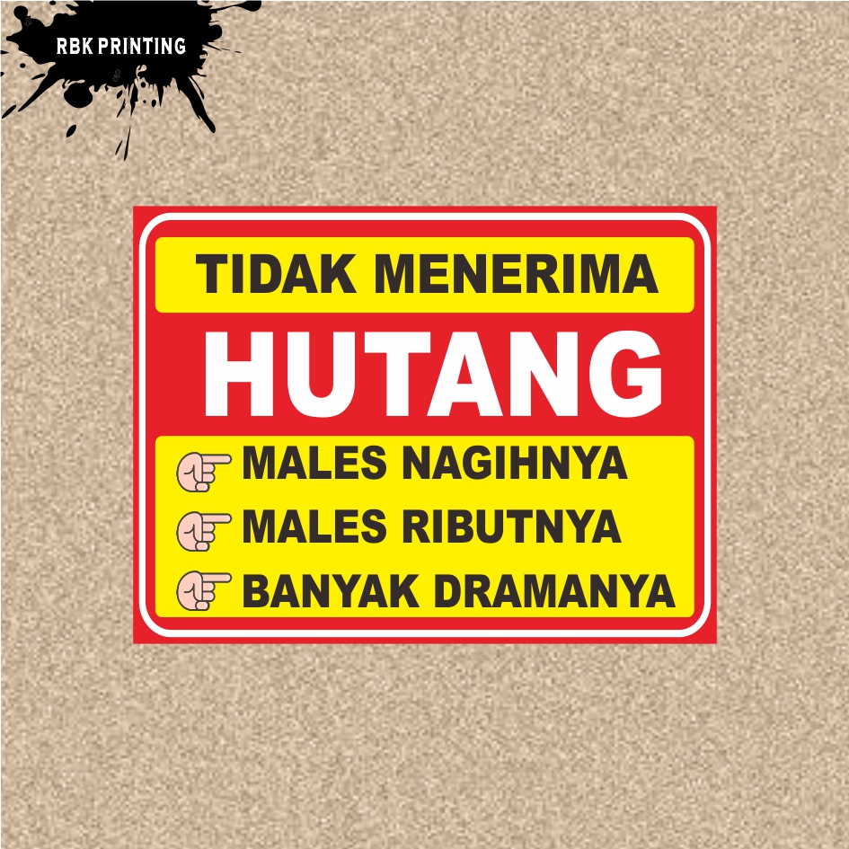 STIKER TIDAK MENERIMA HUTANG - STICKER VINYL WATERPROOF | Lazada Indonesia