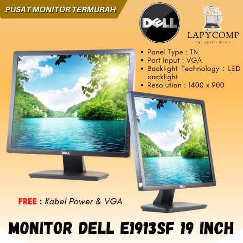 MONITOR LED DELL 19" E1913SF VGA PORT 3 BULAN GARANSI MONITOR GAMING ...