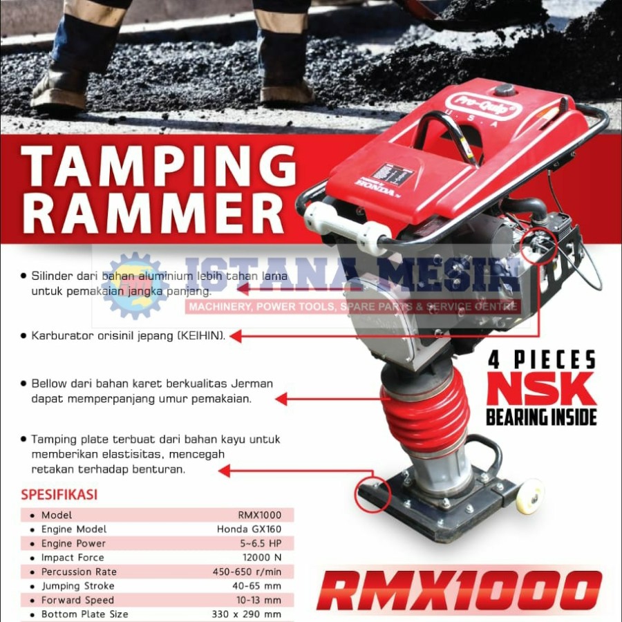MESIN PEMADAT TANAH TAMPING RAMMER HONDA STAMPER TEGAK PROQUIP RMX1000 ...