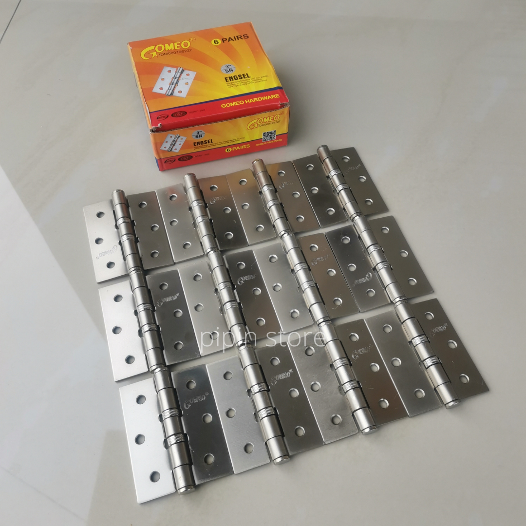 Paket 6 Biji Engsel Jendela Engsel Pintu Kayu 3 Inch Tebal 2,5 mm Gomeo ...
