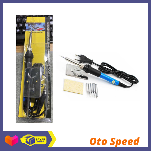 Solder Iron Adjustable Temperature 60W with 5 Tips / Paket Solder Panas ...