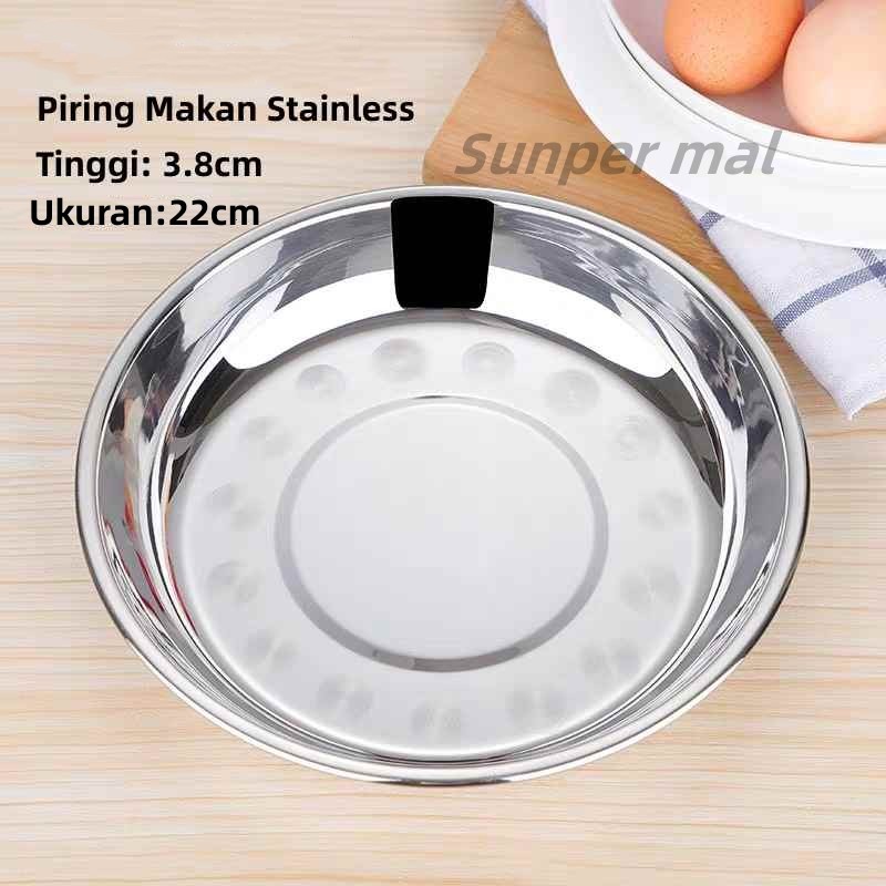 Piring makan Ukuran1 set isi 6pcs ukuran 22cm / piring stainless ...