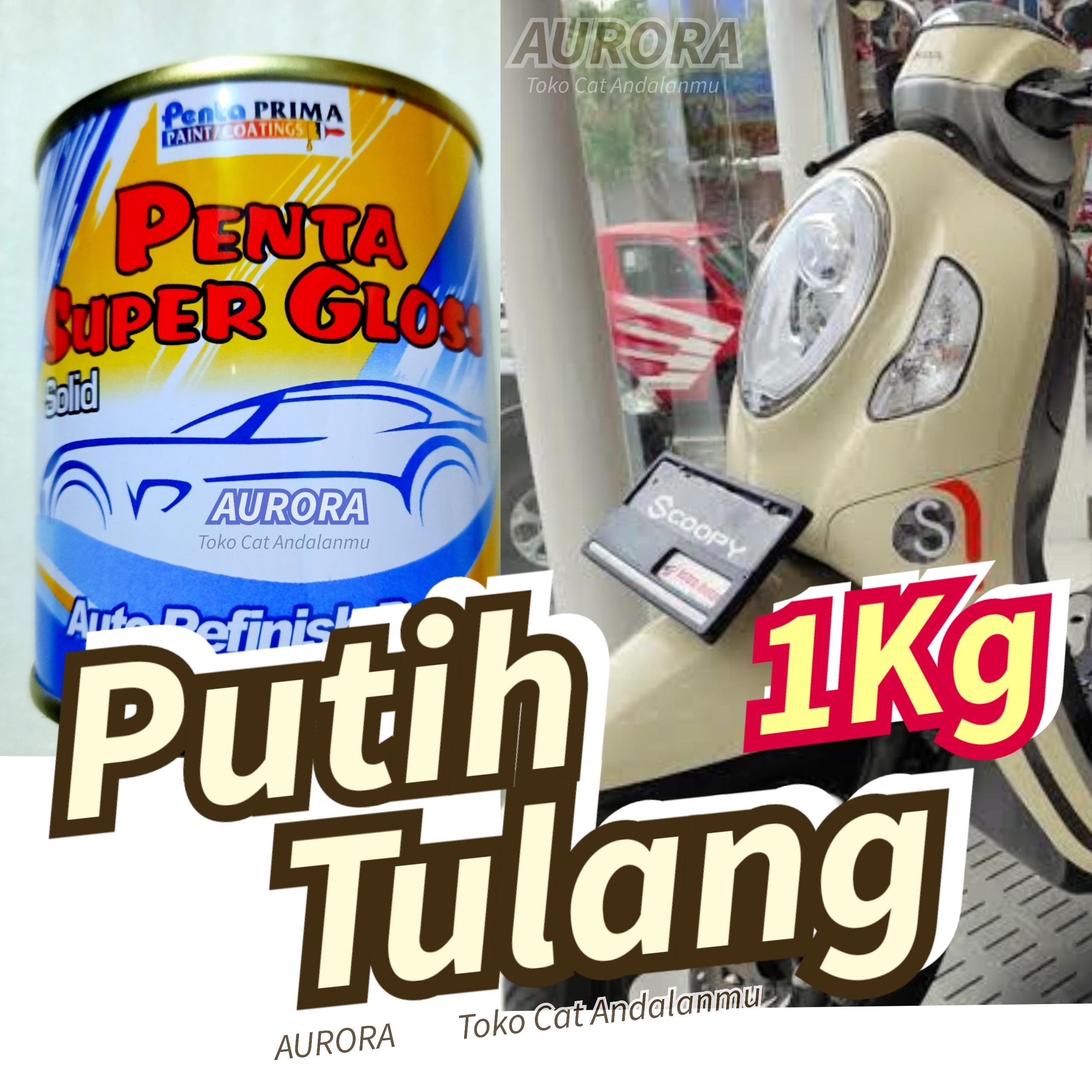 Cat Putih Tulang 1Kg Penta Super Gloss Putih Pasir Putih Klasik Classic ...