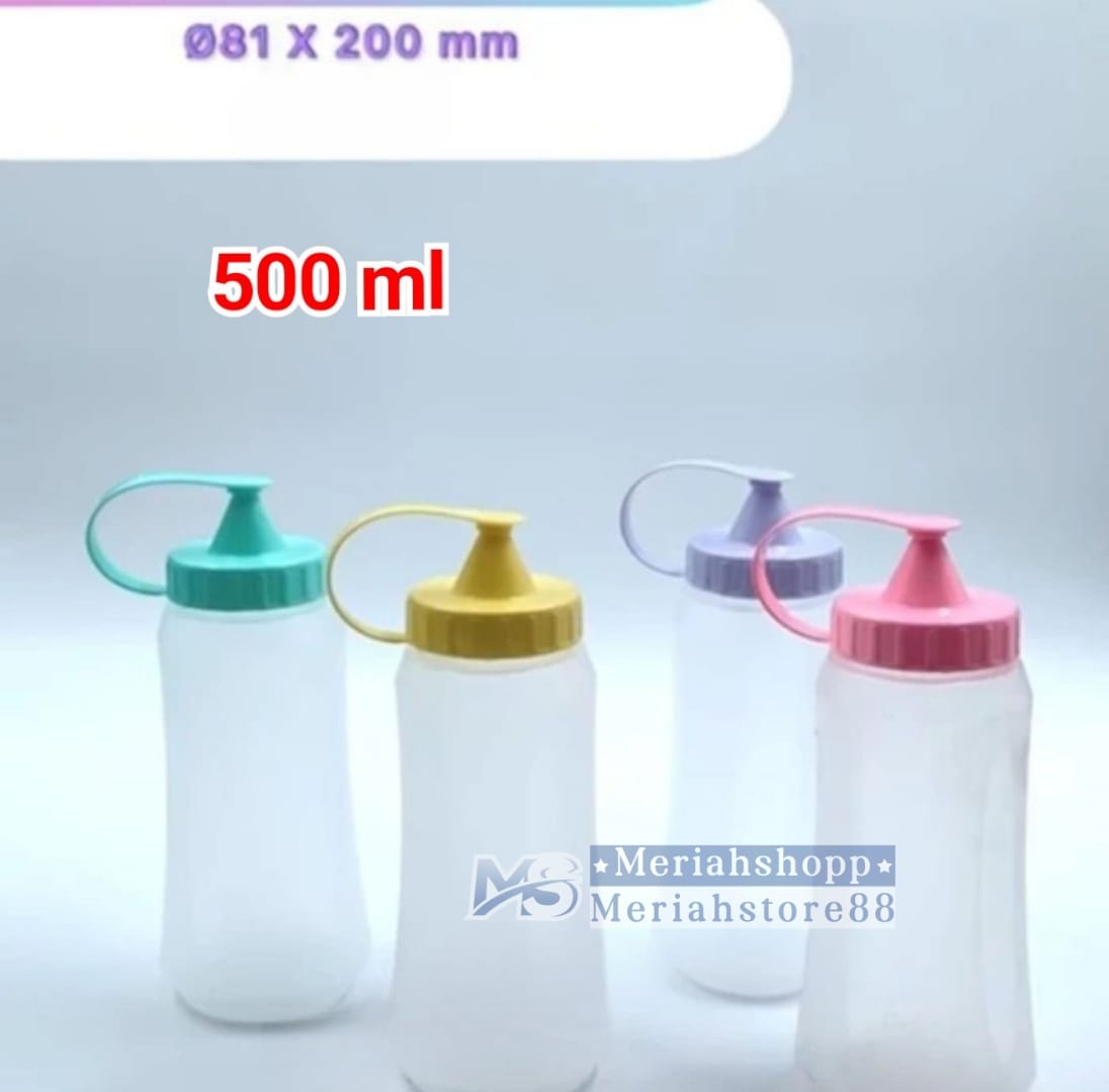 Botol Kecap Saos Sambal 300ml & 500ml dengan Tutupan Penutup Mayones Botol Plastik Susu Coklat ...
