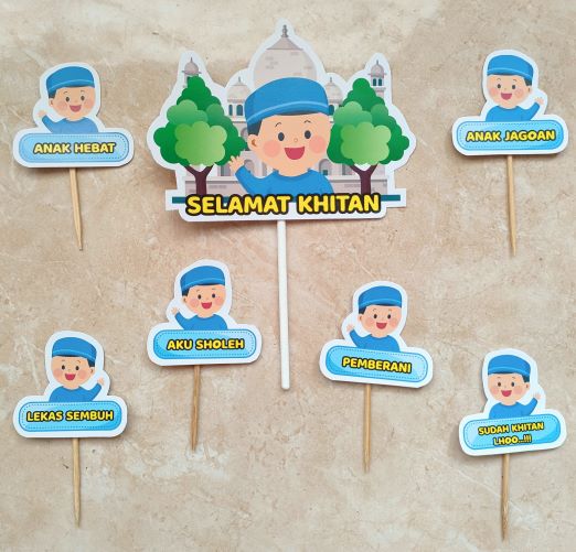 satu set hiasan kue cake topper tema Selamat Khitan Sunat Khitanan ...