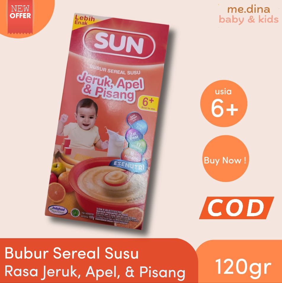 SUN Bubur Sereal Susu (Rasa jeruk, Apel, dan Pisang) / Untuk Bayi Usia ...