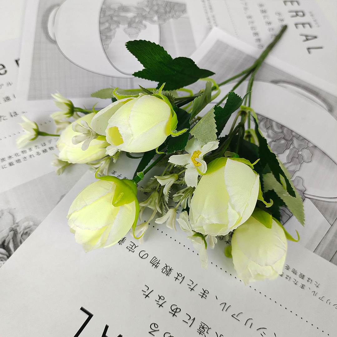 Bunga mawar mini Tulip cabang 5 - bunga mawar artificial Imitasi mawar ...