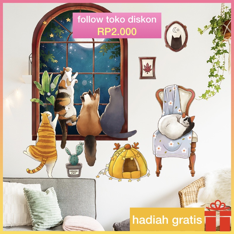stiker cat dinding / wall stiker dinding pvc transparan （60cm*90cm ...