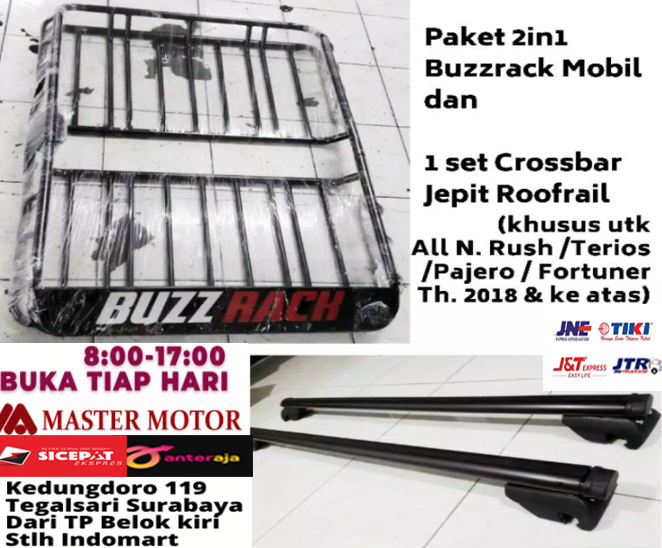 Paket 2in1 Buzzrack + 1set Crossbar Jepit ROOFRAIL All N. Rush Terios ...