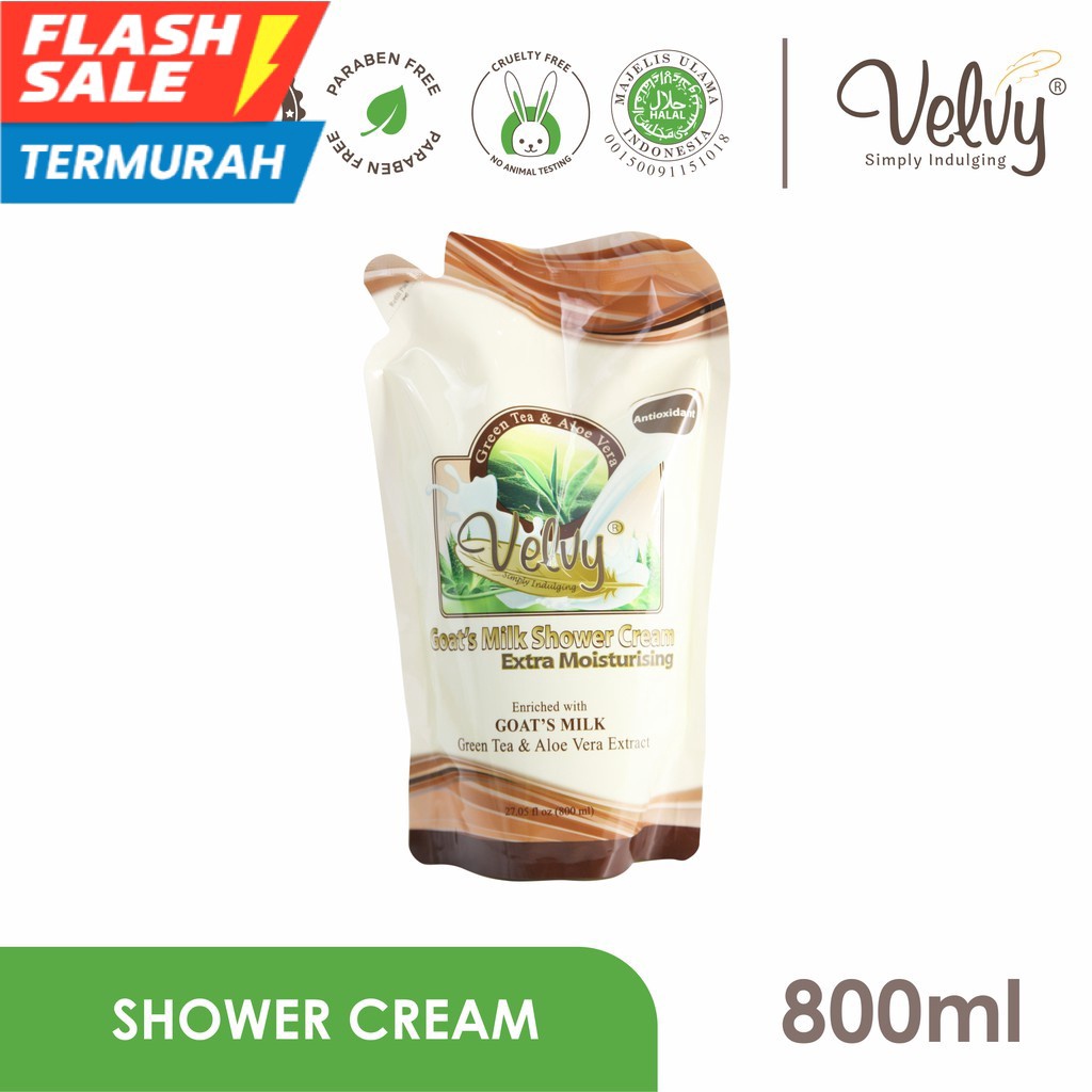 Velvy Shower Cream Sabun Mandi Susu Kambing - 800ml Refill | Lazada ...