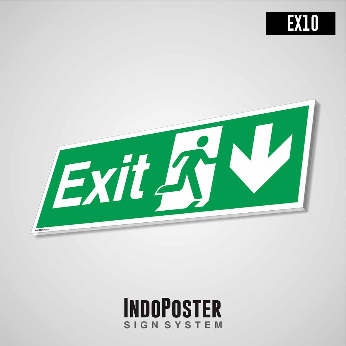 Safety Sign Emergency Rambu K3 PVC Tanda EXIT Keluar Arah Bawah Kanan ...