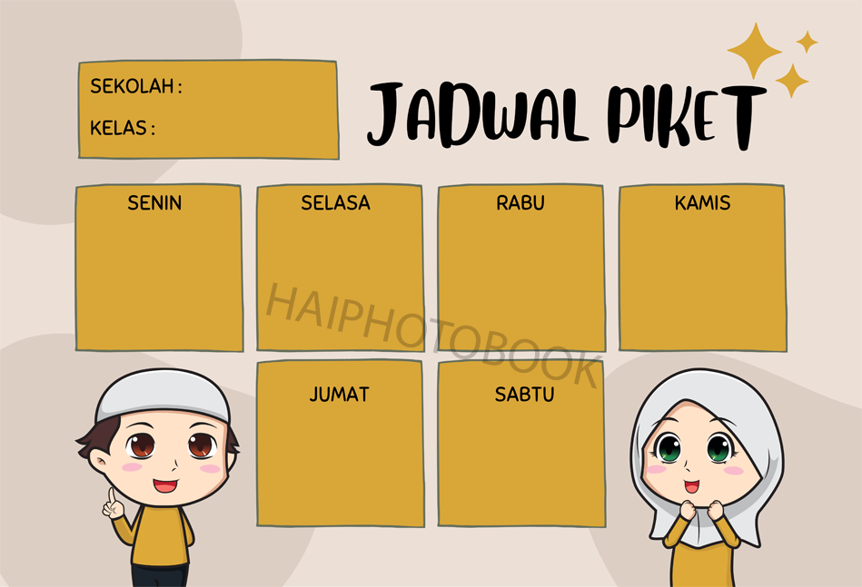 Jadwal piket kelas dinding sekolah size A3 bisa tulis hapus (gratis ...