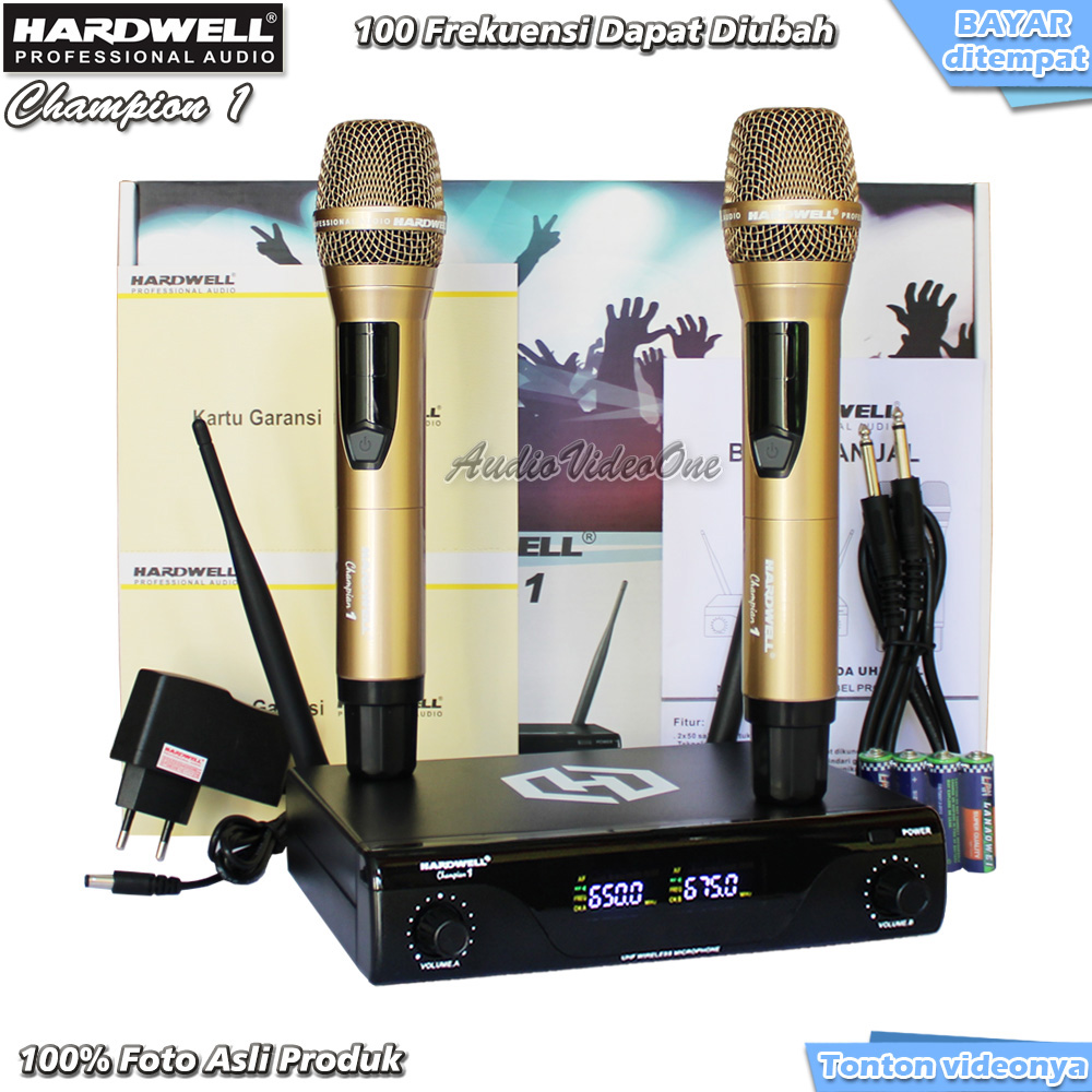 Mic Wireless HARDWELL CHAMPION 1 Microphone Vocal Mikrofon Nirkabel Mik ...