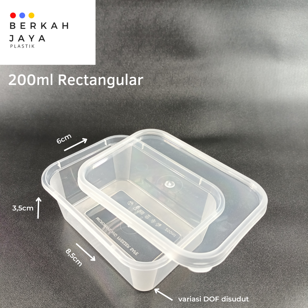 Thinwall 200ml Rectangular/Kotak Makan Plastik Thinwall 200 ml/Food Container Persegi panjang ...
