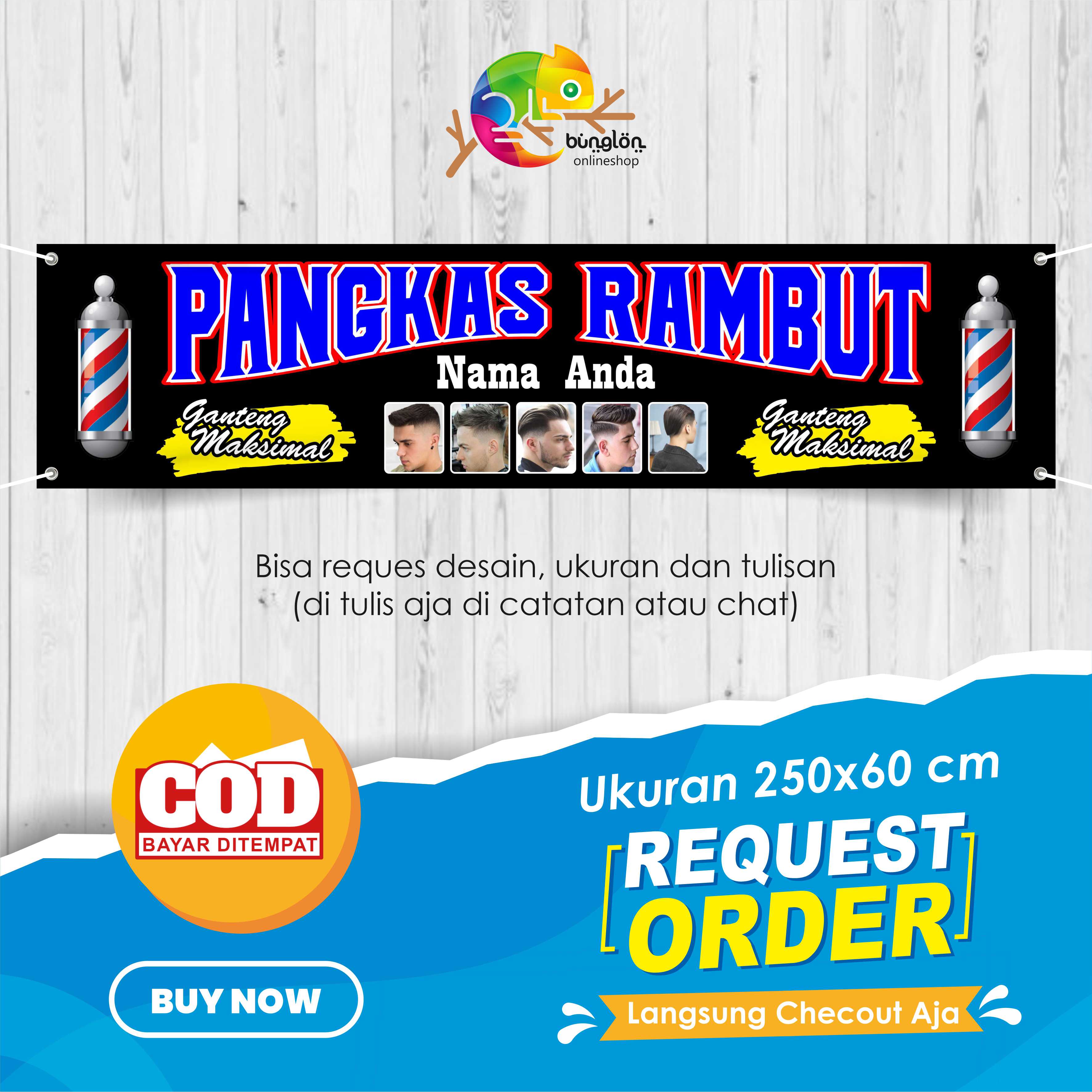 Spanduk, Banner Pangkas Rambut Ganteng Maksimal Bisa Custom Nama Model ...