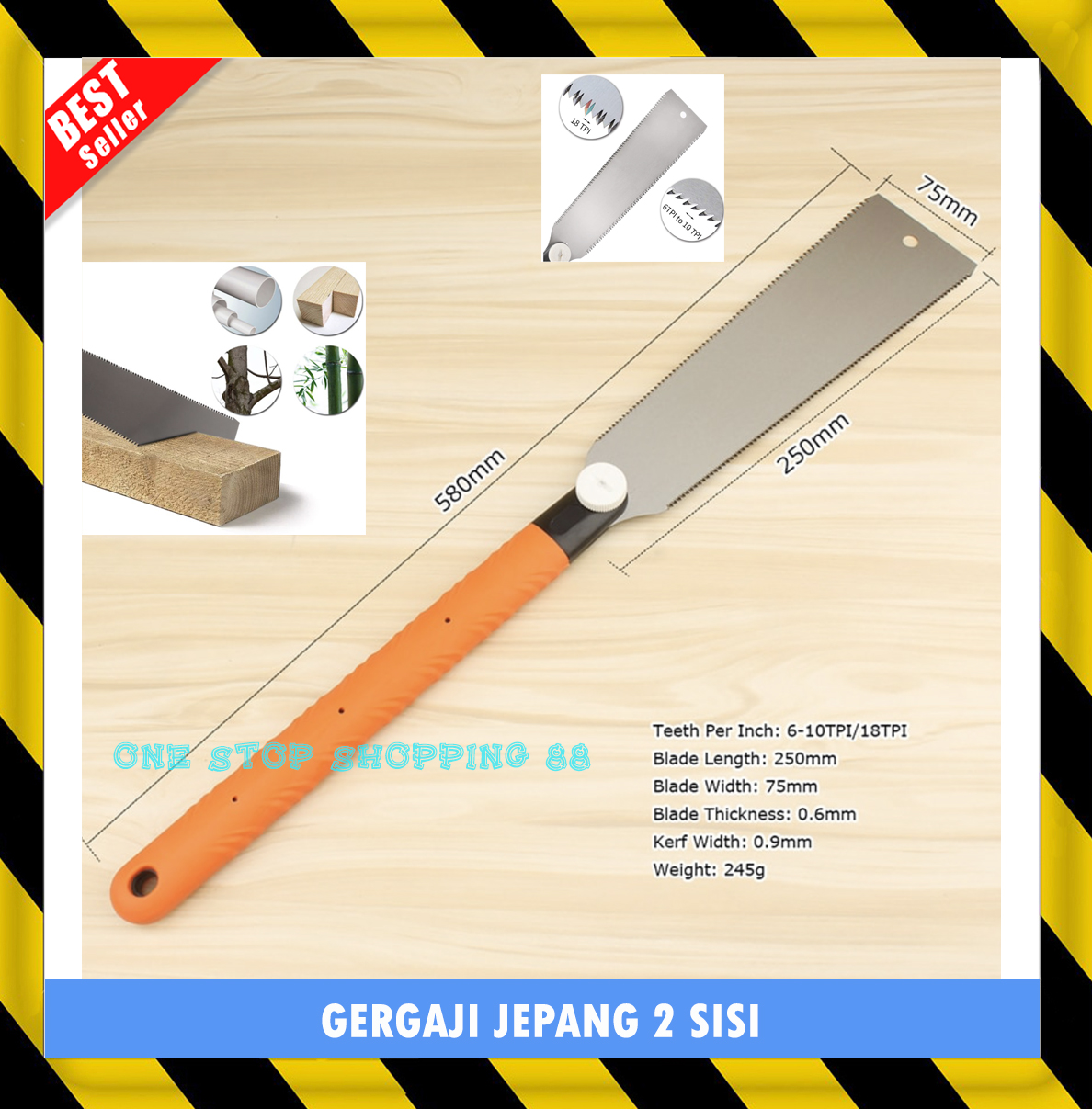 GERGAJI POTONG KAYU PIPA PARALON PVC PLASTIK BAMBU JEPANG RYOBA 2 SISI ...