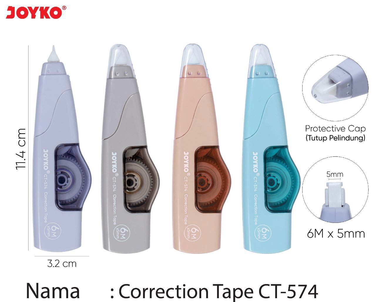 Tip ex Roll Joyko CT-574/Correction Tape/Tip ex Roll Kertas | Lazada ...