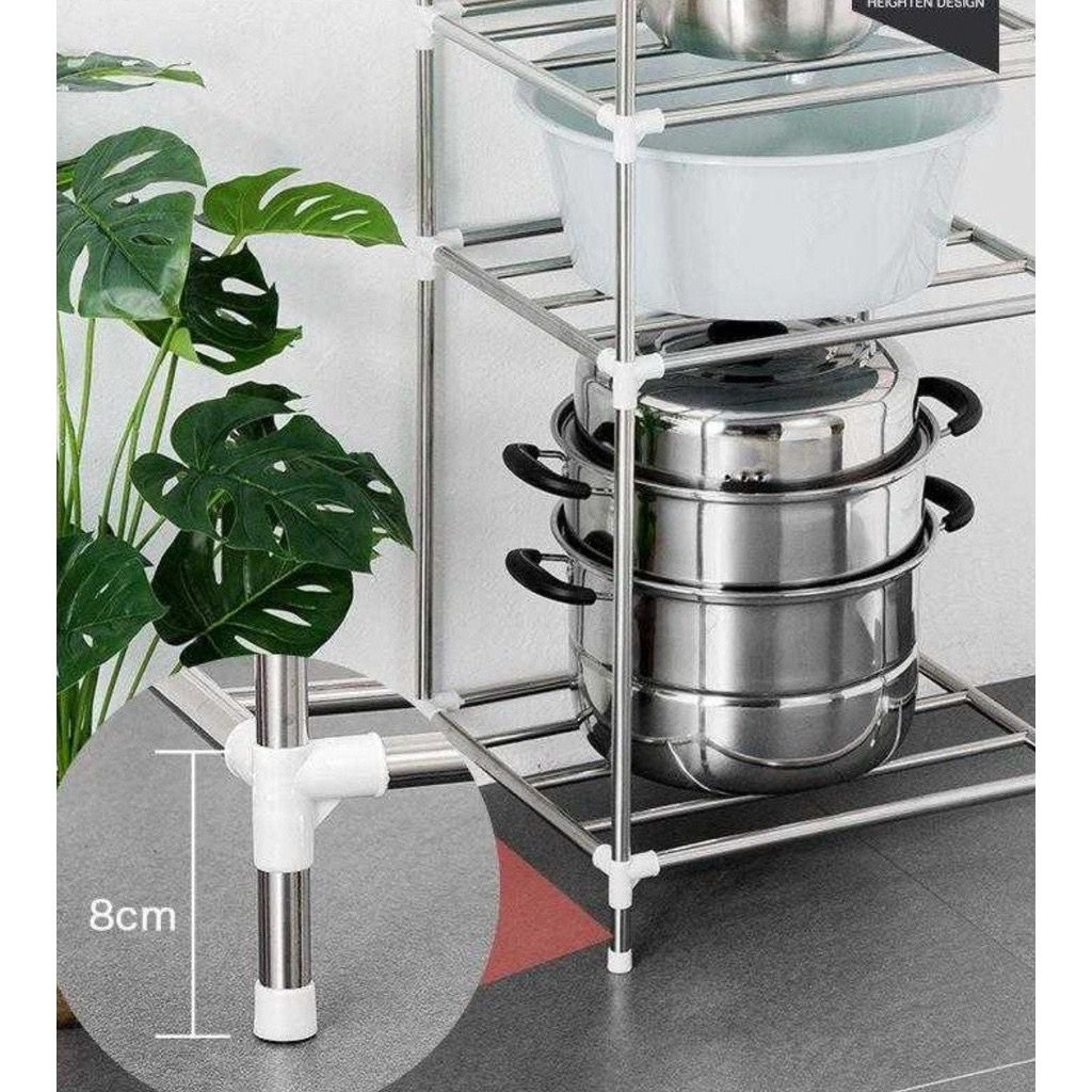 PREMIUM JUMBO RAK GALON KITCHEN RACK PANCI TEFLON STAINLESS 5 tingkat ...