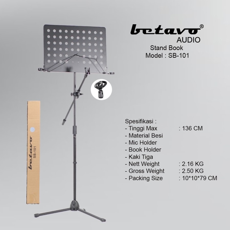 Stand Book + Stand Mic Model Tripod BETAVO SB-101 Original | Material Besi Kuat dan Kokoh ...