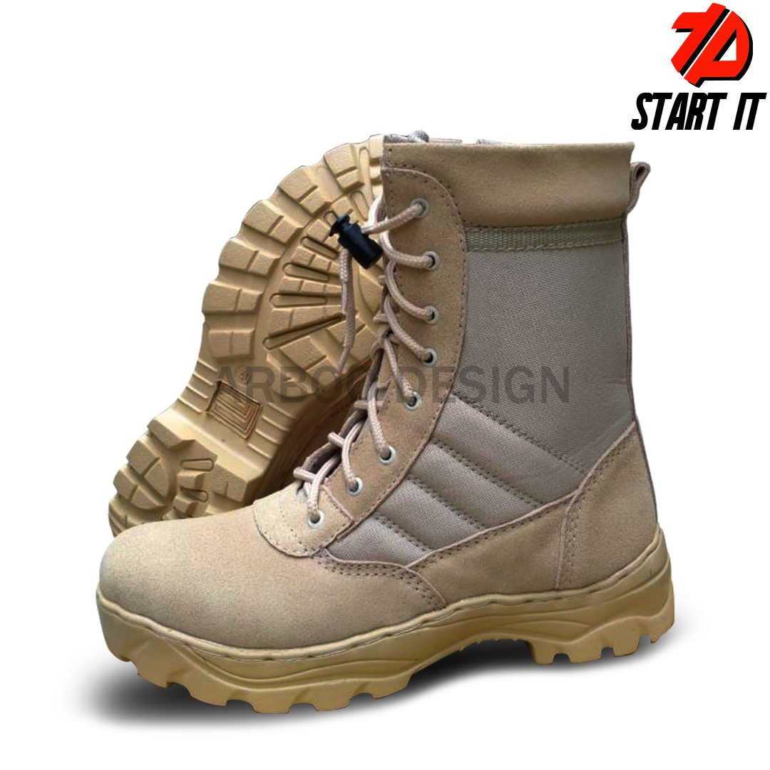 Sepatu pdl kulit asli safety satpol pp pria kerja lapangan sepatu gurun ...