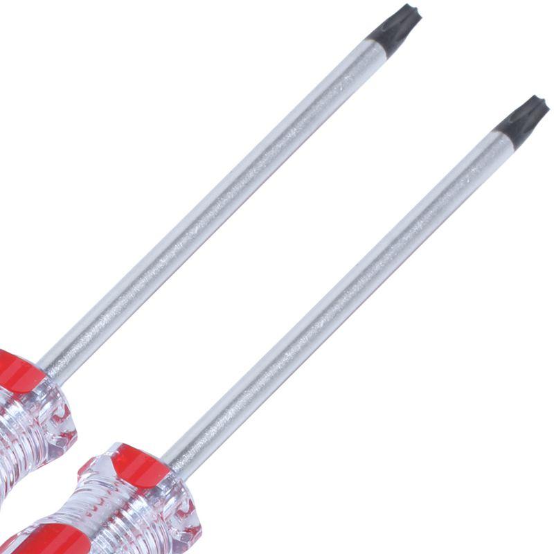 2 Pcs Red Clear Antislip Handle 4mm Magnet Tip T25 Security Torx ...