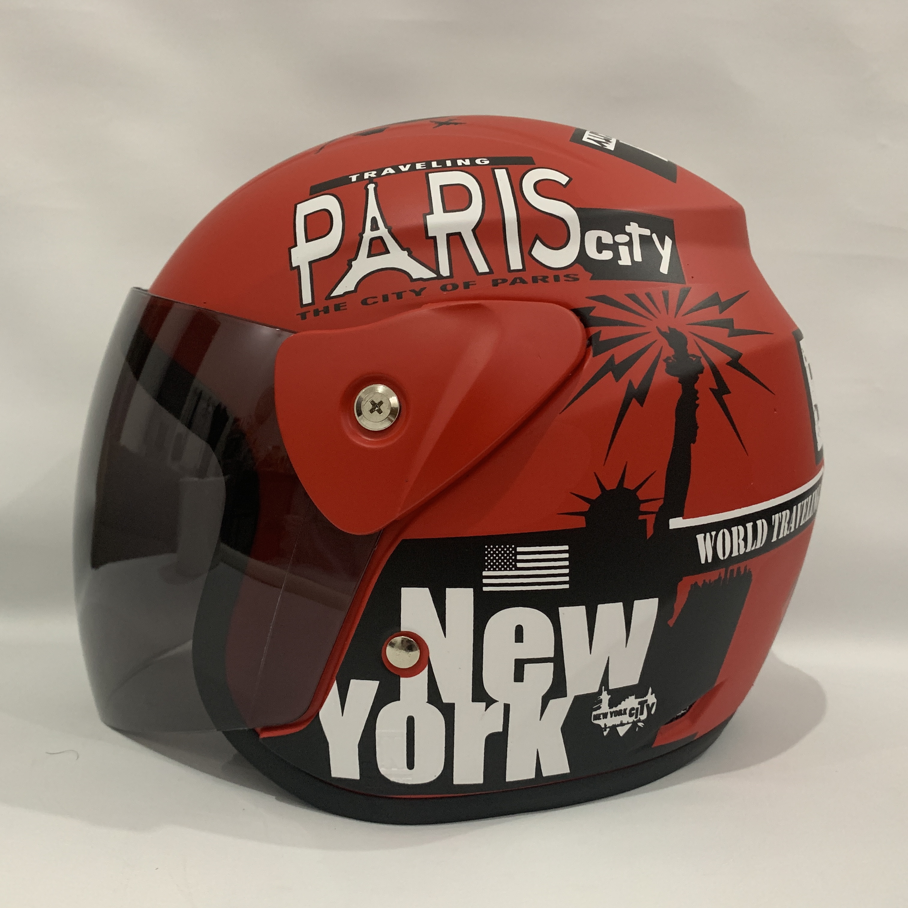 Helm Nuvo Paris New York Merah Doff Half Face Helmet Nouvo Helem SNI ...