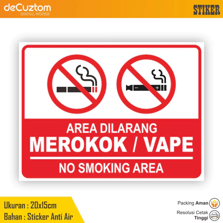 Sticker Dilarang Merokok / Stiker Larangan Dilarang Merokok / Sticker ...