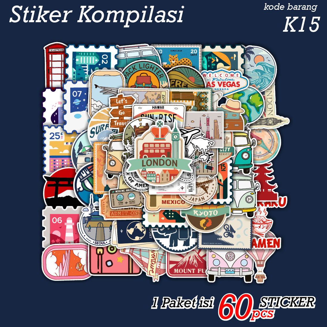 [ MAC ] 60 PCS STICKER TEMA PERJALANAN TRAVELLING TRAVEL LUCU AESTHETIC ...